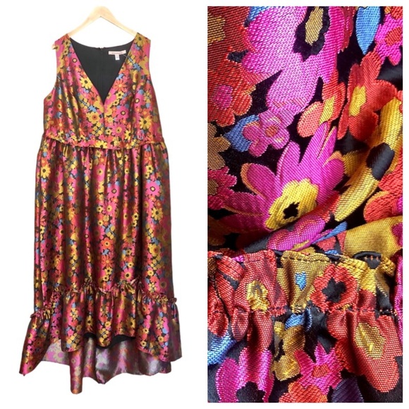 Anthropologie | Dresses | Hutch Anthropologie Jacquard Floral Ruffle ...